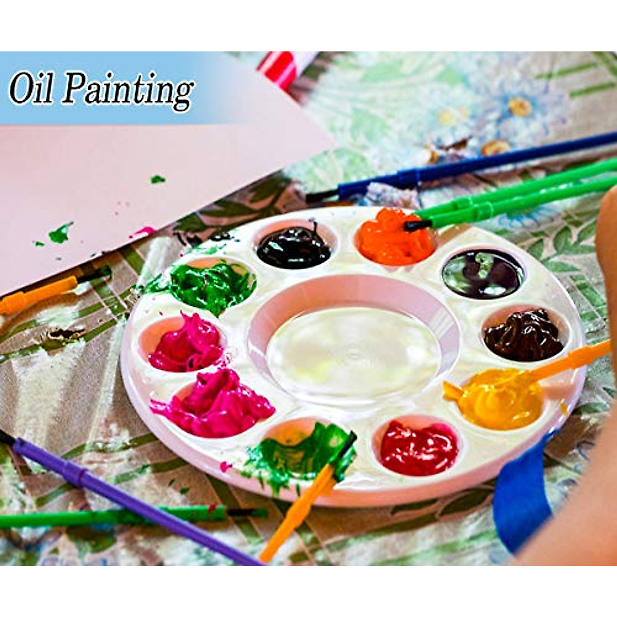 inifus 22 PCS Paint Tray Palettes for Kids, Plastic Paint Pallet with 10 Wells, Acrylic Artist Paint Tray Palette for Kids, Students to Acrylic Oil Watercolor Craft Supplies DIY Art Painting