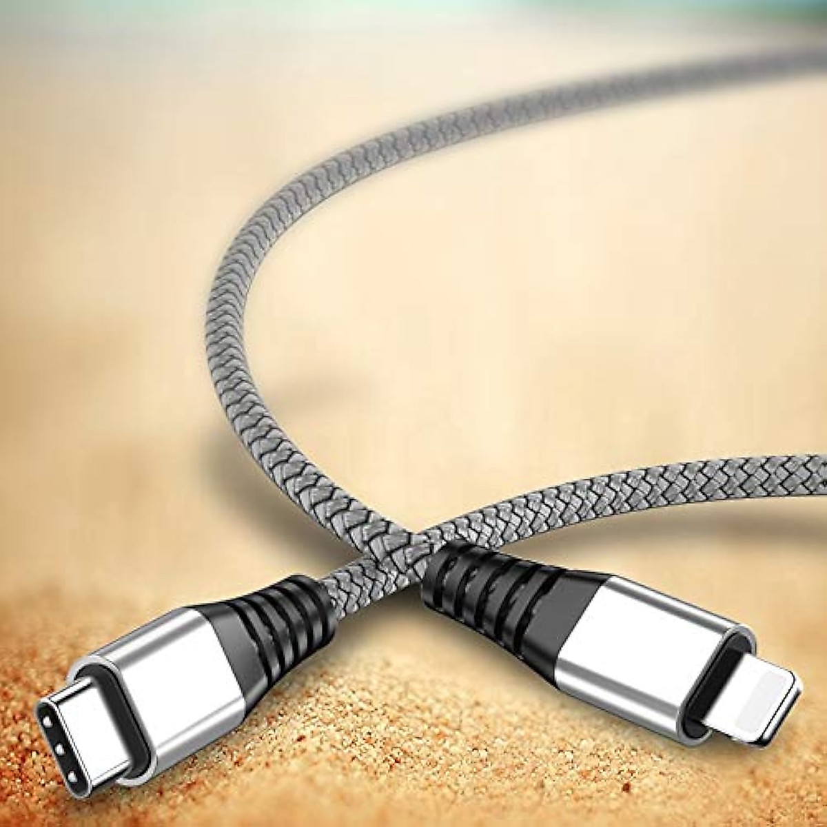 IFLASH USB C Charing Cable, USB-C iPhone Fast Charging Cable Compatible with iPad 8th 2020, iPhone 12/11/11 Pro/11 Pro Max/X/XS/XR/8, Support Power Delivery (Silver, 3 Feet)