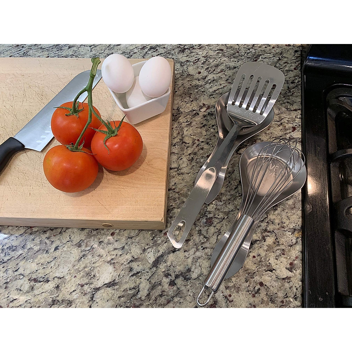 Spoon Rest Kitchen Utensil Holder – Tools For Stove Top And Pot, Stainless Steel With Two Unique Designs Perfect As Gift For Moms And For People That Love Cooking Gadgets