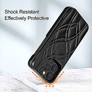 W7ETBEN iPhone 14 Pro Max Wallet Case, iPhone 14 Pro Max Case with Kickstand Built-in Mirror Shockproof Card Holder Cover for Apple iPhone 14 Pro Max 6.7" (Black)