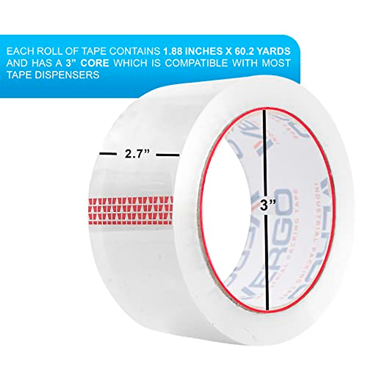 Vergo Industrial Heavy Duty Clear Packing Tape 2.7mil for Moving Packaging Shipping and Office (36 Pack)