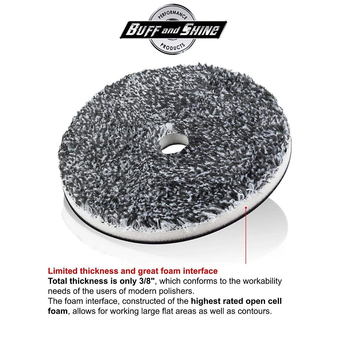 Buff and Shine URO-Fiber Microfiber Pad for Car Compounding, Cutting, Buffing, Waxing, and Polishing - Compatible with Long-Throw, High-Action, Dual-Action, and Random Orbital Polisher - 3 in (2 Pad)