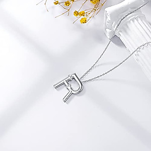 Natural Diamond Initial Necklace 14K White Gold Plated A-Z Letter R Alphabet Pendant 925 Sterling Silver Jewelry Gift for Women Wife Mom Girl (R)