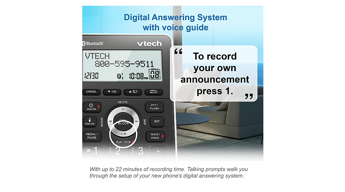 VTech VS306-3 Cordless Phone System with Call Blocker & Bluetooth