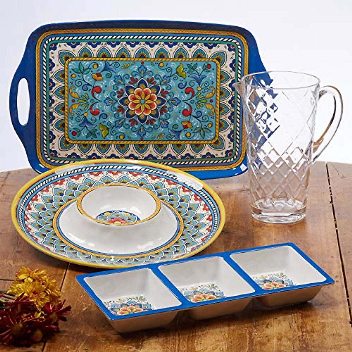 Certified International Portofino 11" Melamine Dinner Plate, Set of 6, Multi Colored