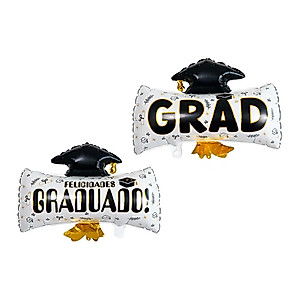 AVMBC Graduation Diploma Balloons, Graduation Cap Balloons, Graduation Hat Balloon, Graduation Congrats Grad Foil Balloon for Graduation Party Decorations Supplies 3Pcs