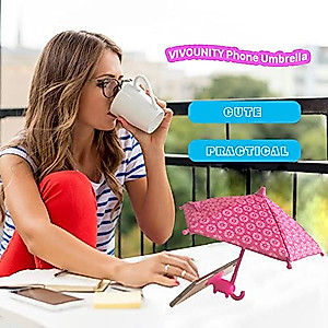 VIVOUNITY Phone Umbrella Suction Cup Stand - Universal Adjustable Piggy Phone Stand Sun Visor, Sun Shade Cover, Sun Shield with Suction Cup Mount Phone Holder Anti-Refection Block Glare (Pink)