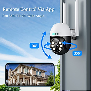 SV3C Solar Wireless Security Camera Outdoor, HD 1080P PTZ Home WiFi Camera, 360 Rotate, Smart PIR Motion Detect, Floodlight Color Night Vision, Two Way Audio, Waterproof, App Alerts, SD Card or Cloud