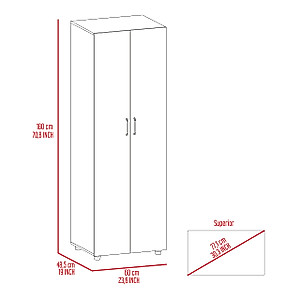 Tuhome Aurora Armoire, Two Interior Shelves, Rod, Double Door -Black