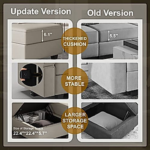 Belffin Modular Sectional Sofa with Double Chaise Velvet U Shaped Sofa Reversible Sectional Couch with Storage Grey