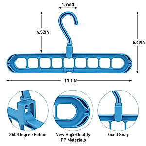 10 Space Saving Hangers,Plastic Hangers,Clothes Hangers Organizer,Smart Closet Space Saver Hanger,Nine-Hole Folding Wardrobe Closet Organizer,Home and Dormitory Student Closet Storage Hanger