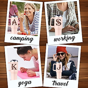 Monogrammed 40oz Tumbler with Handle for Women, Personalized Birthday Gifts for Women,Initial Cups for Woman Pink Letter J,Customized Gifts for Female Lady Gift for Mothers Day Christmas