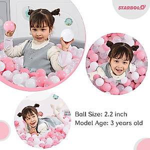STARBOLO Ball Pit Balls for Kids - 100 Pieces Crush Proof Stress Balls BPA&Phthalate Free Non-Toxic Soft Plastic Ball for Baby Birthday Pool Play Water Toy Wedding Playpen Pit Accessories (Pink)