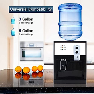 PIOJNYEN Hot and Cold Water Dispenser, Top Loading Water Cooler Dispenser 5 Gallon Countertop Water Cooler Dispenser, 3 Temperature Settings, Water Dispenser for 3 to 5 Gallon Bottles