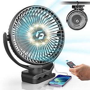 Korbot 8-inch Clip on Fan - 12000mAh Portable Fan Battery Rechargeable with 3 Speeds and Strong Airflow, USB Fan Small Desk Fan Personal Quiet Fan for Office Stroller Bedroom and Camping.