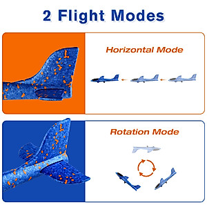 GNAlGNAt 3 Pack Foam Airplane Launcher Toys, Boys Outside Outdoor Flying Toys Birthday Gift for Kids Age 3+ 4 5 6 7 8 9 10 11 12 Year Old Boys Glider Plane Party Supplies with 3 Set of Stickers