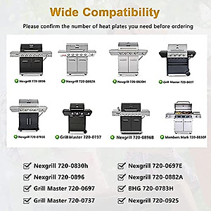 Criditpid Grill Heat Tent Plate Flame Tamer Compatible for Grill Master 720-0697 720-0737, Nexgrill 720-0830H 720-0783E 720-0830A 720-0830D, Porcelain Steel Burner Cover for Nexgrill 720-0830H