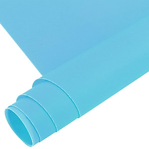 HGUAN Smooth Solid Color PVC Jelly Roll Waterproof Vinyl Faux Leather Fabric 12"X53"(30cmX135cm) for Making Crafts,Hair Bows,and Sewing Craft Projects (Sky Blue)