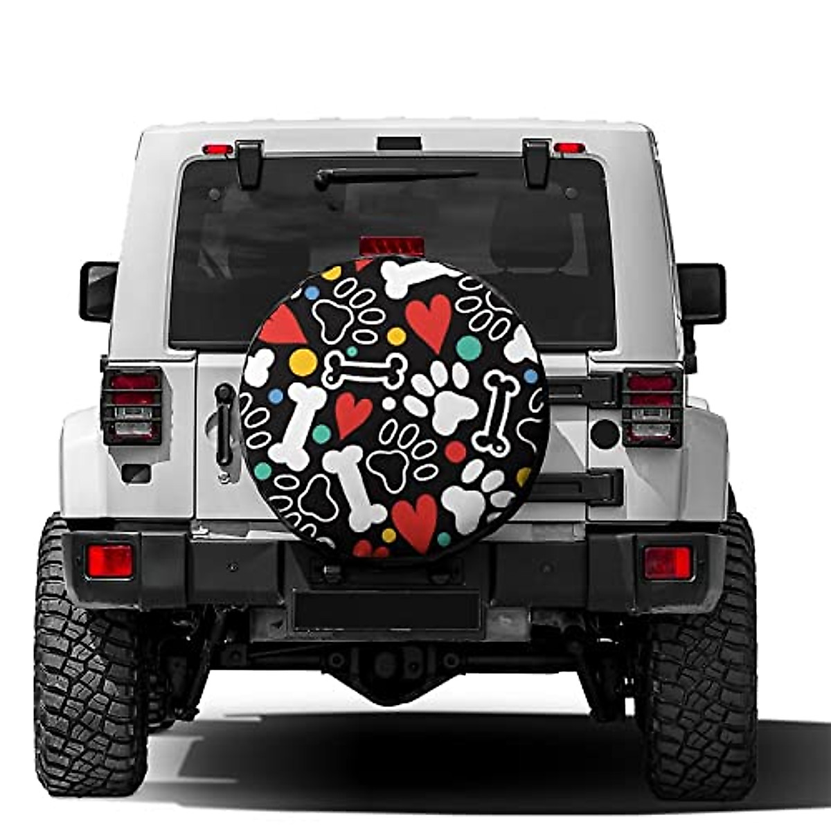 Delerain Paw Prints Bones Hearts Spare Tire Cover for RV Trailer SUV Truck and Many Vehicle, Wheel Covers Sun Protector Waterproof (12 Inch for Diameter 18"-19")