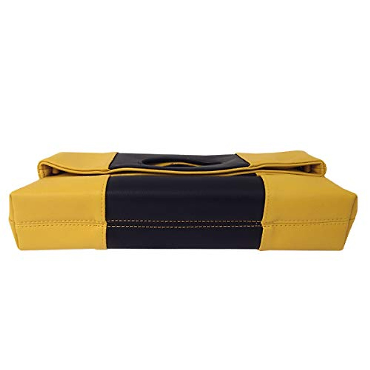 JNB Synthetic Leather Color Block Fold Over Clutch, Mustard/Black