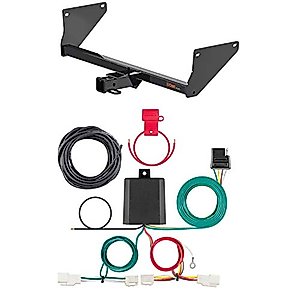 Curt 13416 56434 Class 3 Trailer Hitch 2in Receiver with 4-Pin Custom Wiring Harness Bundle
