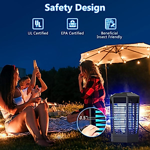Bug Zapper Outdoor, 20W Mosquito Zapper with Dusk to Dawn Light Sensor, 4200V Electric Bug Zapper Indoor for 2300 Sq Ft Coverage