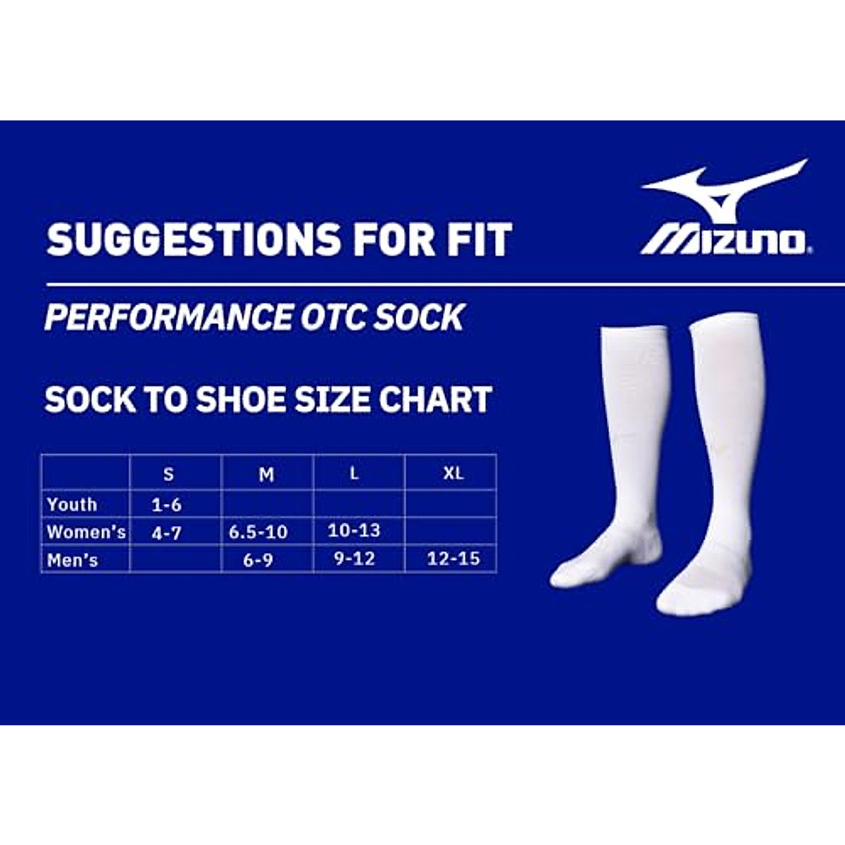 Mizuno Performance Otc Sock, White, Medium
