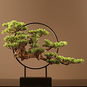 FEIYIYANG Artificial Bonsai Tree Home Decoration Gifts Realistic Faux Bonsai Tree with LED Light Chinese Zen Artificial Indoor Plants for Home Living Room Entrance Office Decoration Artificial Bonsai
