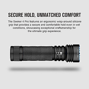 OLIGHT Seeker 4 Pro Rechargeable Flashlights, High Powerful Bright Flashlight 4600 Lumens with USB C Holster, Waterproof for Emergencies, Camping, Searching (Matte Black Cool White)