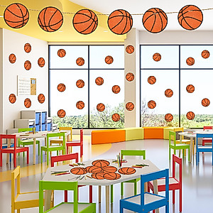 BWkoss Glitter Basketball Cutouts- 100Pcs Sport Ball Bulletin Board Basketball Shape DIY Paper Cuts Party Decorations for Sports Theme Party Baby Shower Birthday Classroom Game Day Wall Decor Supplies