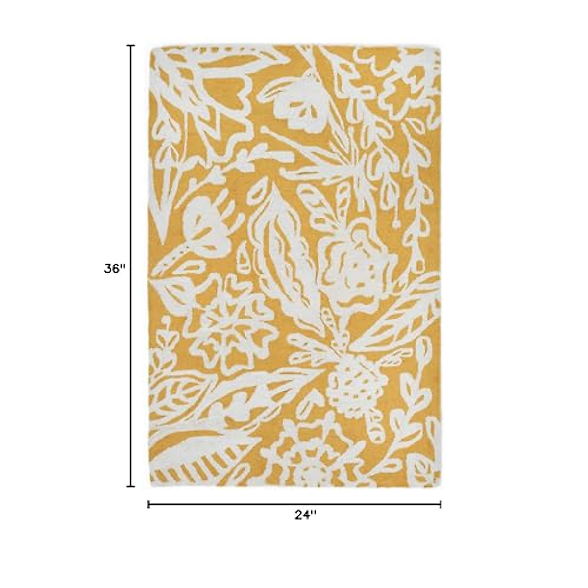 Fab Habitat Hand Hooked Area Rug - Stain Resistant, Plush/Soft Underfoot, Wool-Like Texture - Premium Recycled Polyester Yarn - Abstract Floral - Kitchen, Bathroom - Glamis - Mustard Yellow - 2 x 3 ft