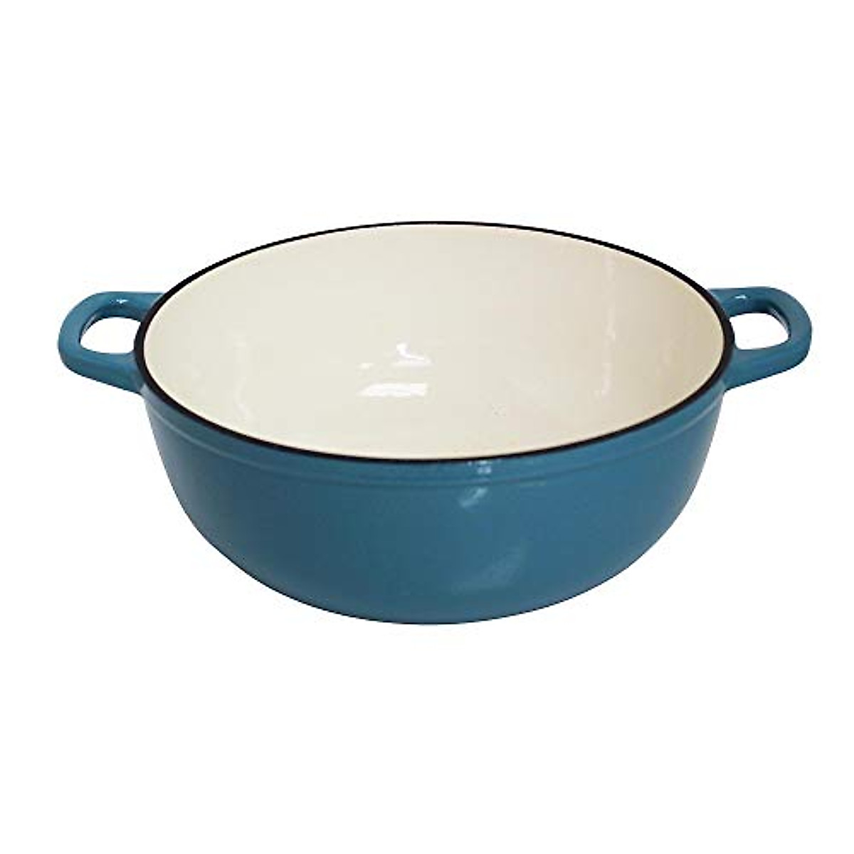 Mirro MIR-19063 4.8 Quart Cast Iron White Enamel Coated Interior Dutch Oven, Teal, Ready to Use