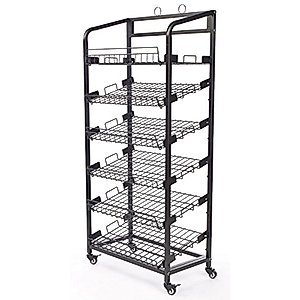 Displays2go Steel Baker's Rack with Wheels Six Wire Shelves, Black