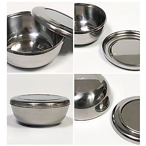 Stainless Steel Korean Kitchen Restaurant Dinner Soup Rice Bowl & Cover 2 Sets