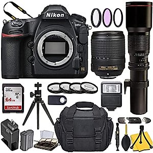 Nikon Intl. Nikon D850 DSLR Camera with AF-S DX NIKKOR 18-140mm f/3.5-5.6G ED VR + 500mm Preset Lens and Basic Travel Kit (Renewed)