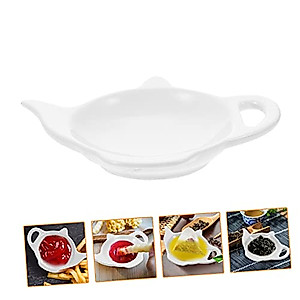 KICHOUSE Ceramic Tea Bag Saucer White Serving Tray Chinese Tea Bags Appetizer Serving Tray Side Dishes Decorative Teabag Dish Tea Bag Stand Multi-Function Teabag Holder Tea Bag Holder White