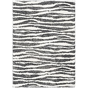 Well Woven Fedor Dark Grey Super Thick & Soft Zebra Print Area Rug 5x7 (5'3" x 7'3")