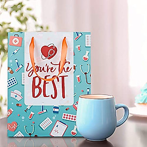 FaCraft Graduation Gift Bags,13"x 10.4"x 5.9" Nurse Doctor Graduation Gift Bag,Large Gift Bag with Tissue Paper for Nursing School Grads,Medical School Graduate,Social Worker,Occupational Therapist
