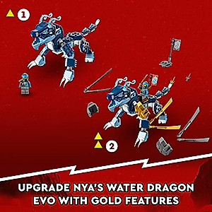 LEGO NINJAGO Nya’s Water Dragon EVO 71800 Toy for Girls and Boys 6 Plus Years Old, Mythical Creature Figure Building Set, Ninja Action Birthday Gift Idea