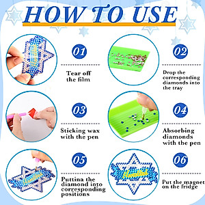 Chapou 24 Pcs Hanukkah Hexagon Diamond Painting Kits for Refrigerator Stickers, Diamond Painting Magnets Refrigerator Diamond Art Craft for Adults Home Decoration
