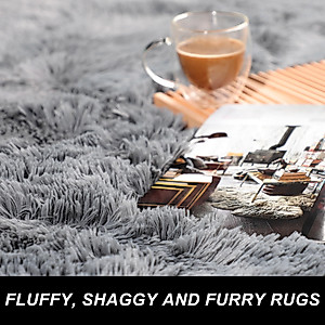 PAGISOFE Grey Fluffy Rugs for Bedroom 4x6 Area Rug Shag Rug for Kids Room Furry Carpet Modern Living Room Rug Soft Shaggy Boys Rug Fuzzy Throw Rugs for Home Decor Aesthetic, Dorm Nursery Gray