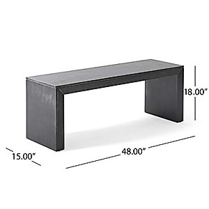 GDF Studio Farmhouse Acacia Wood Dining Bench, Black