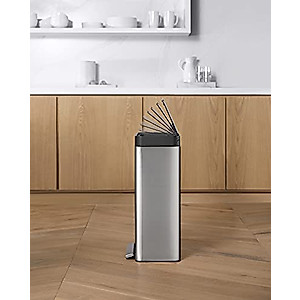 KOHLER 8 Gallon Tall Hands-Free Kitchen Step Can, Trash Can with Foot Pedal, Quiet-Close Lid, Stainless Steel, K-20941-ST