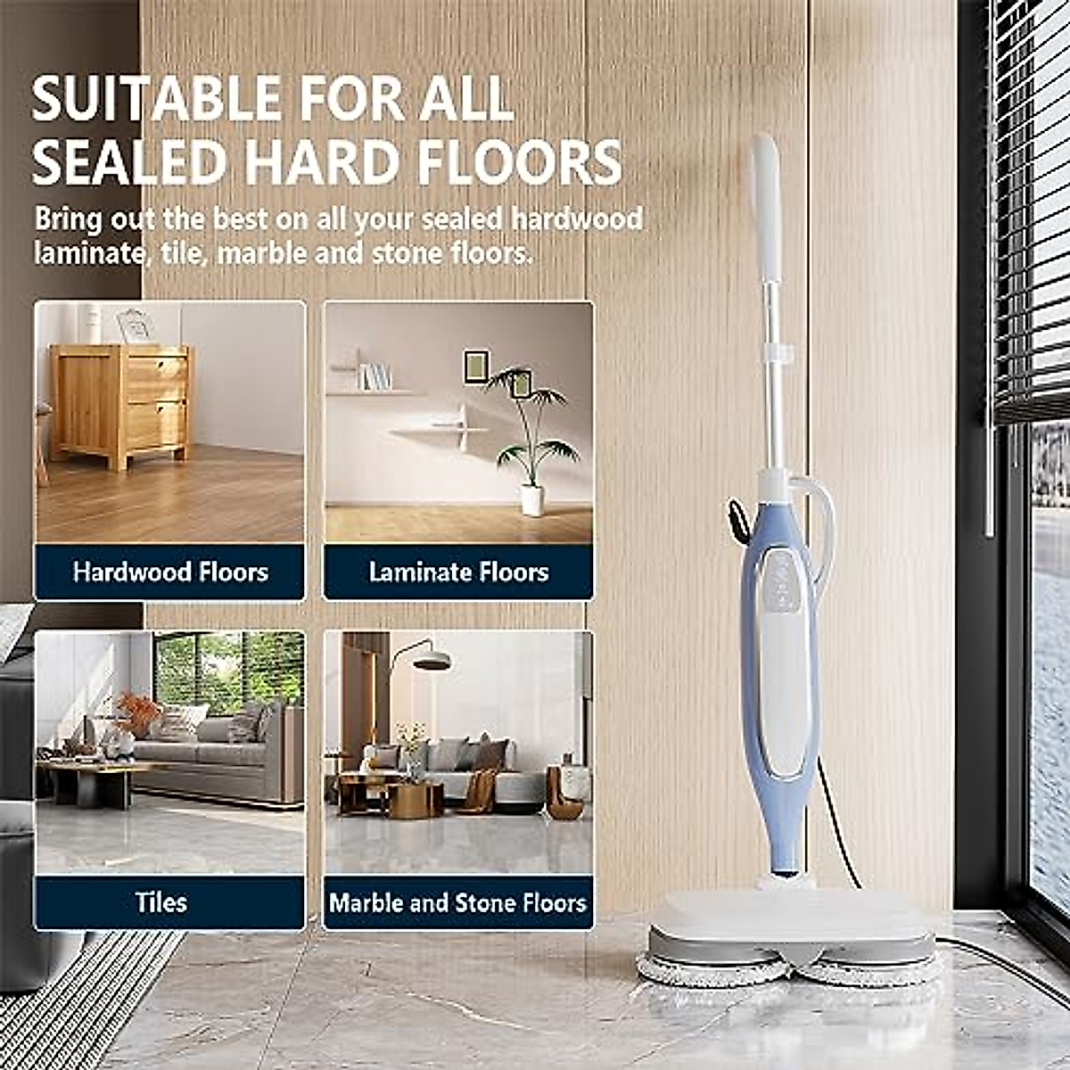 Steam Mop, Floor Scrubber Spin Steam Mop for Floor Cleaning, Multipurpose Steam Cleaner for Home, Steam Adjustable, 2 Sets of Mop Pads, for Hard/Hardwood/Laminate/Tile/Marble Floors, Sandoo SC1070