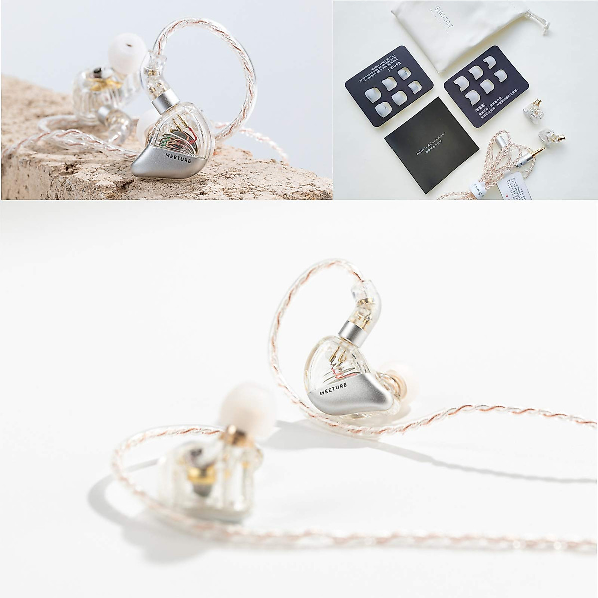 SIMGOT MT3 Hi-Res in Ear Monitor Headphones with Detachable Cable, Dynamic Driver Crystal Sound Stereo IEM Earphone for Musicians Singer, HiFi Wired Earbuds for Smartphones and Audio Players (Clear)