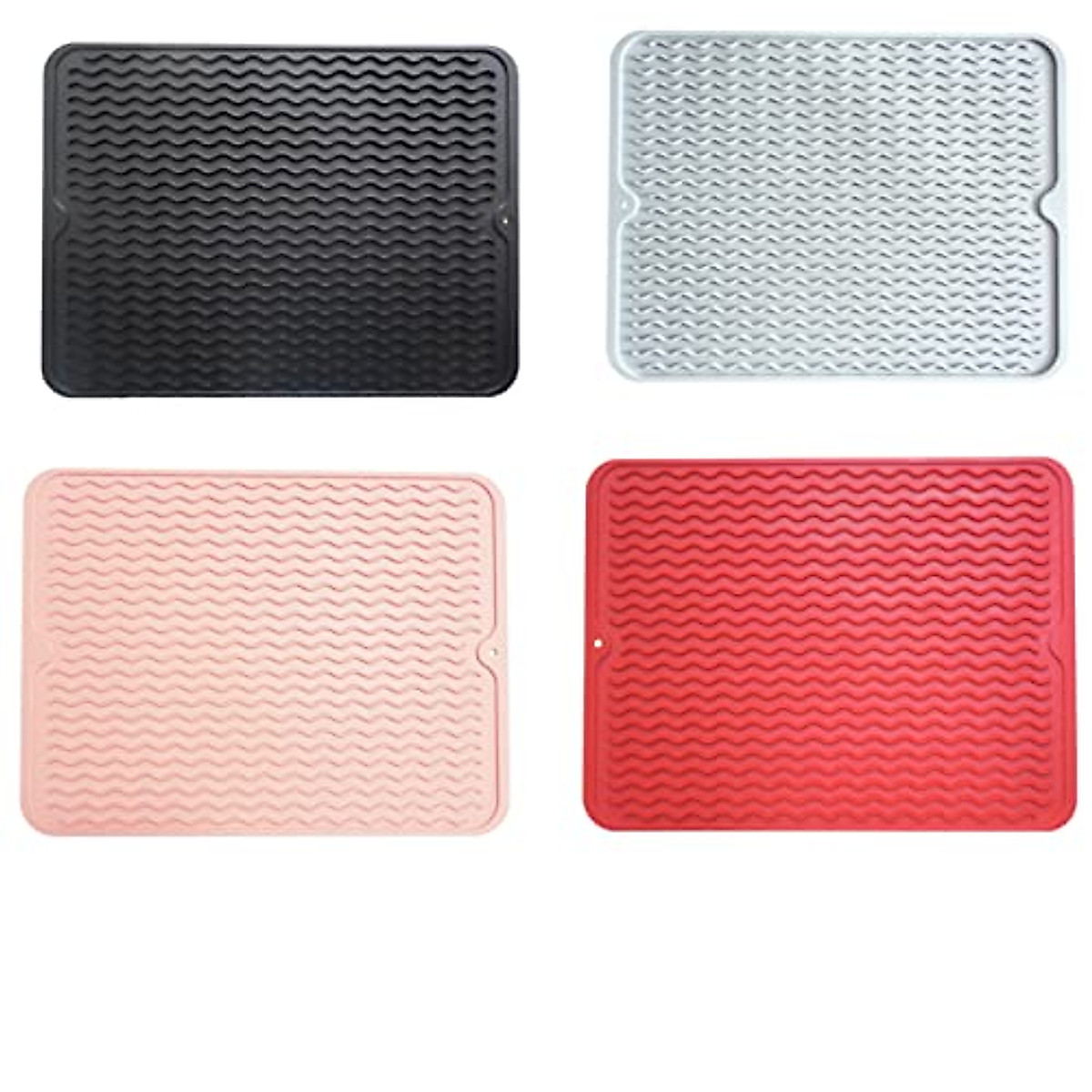Silicone Heat Resistant Drain Pad Dish Draining Mat Non Slip Drying Pad Dry Fast Sink drying mat for Kitchen Black Grey Pink Red (Pink)