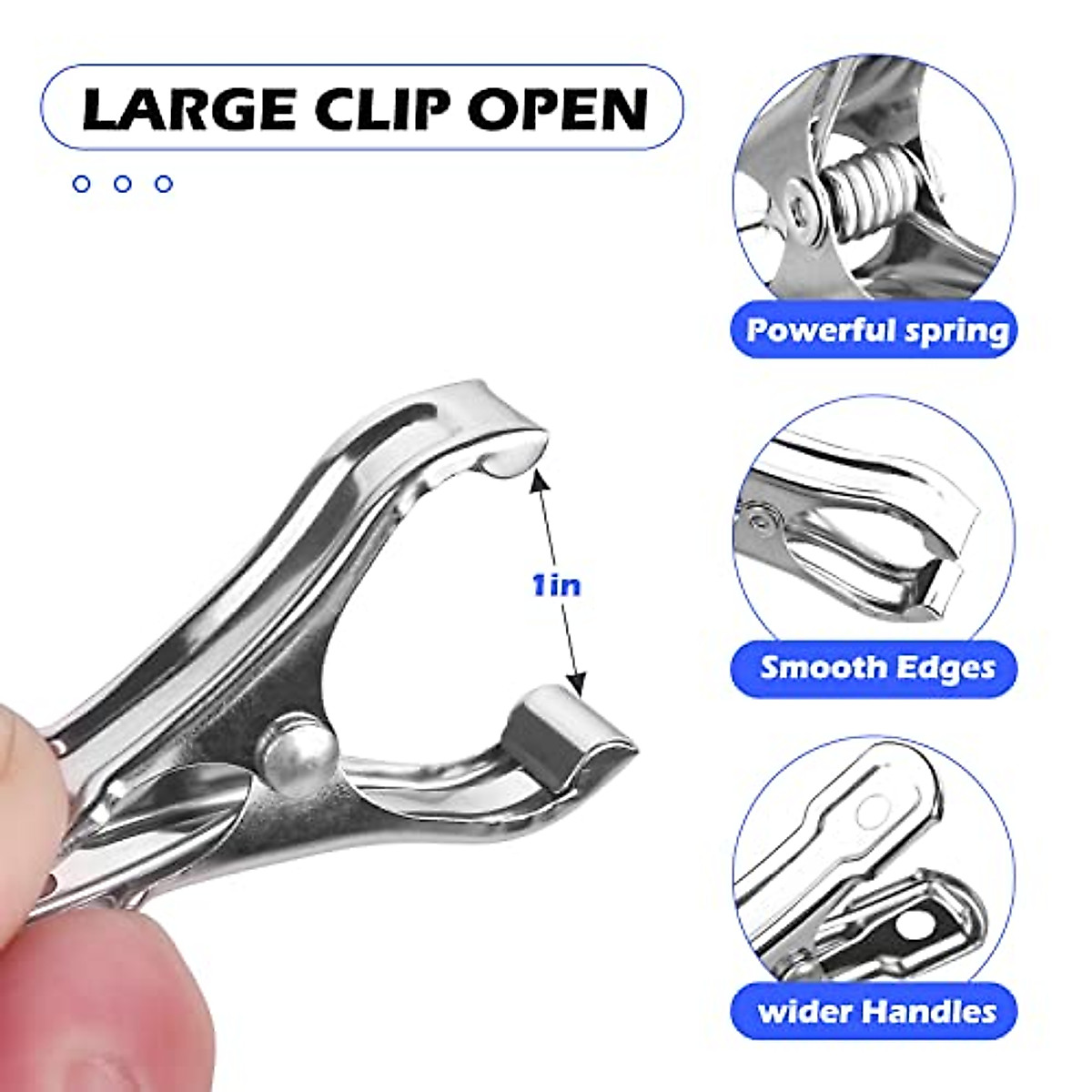 60 PCS Garden Stainless Plant Clips,2-inch Heavy Duty Garden Clips Greenhouse Clips Have a Strong Grip for Fixing Netting Cover Film and Climbing Plants