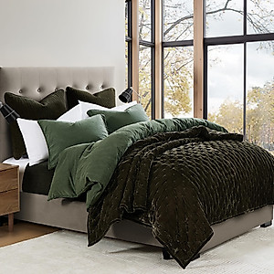 HiEnd Accents Stonewashed Cotton Canvas 3 Piece Super King Duvet Cover Set, Duffle Bag Solid Color, Modern Classic Luxury Bedding Set, 1 Comforter Cover and 2 Pillow Shams