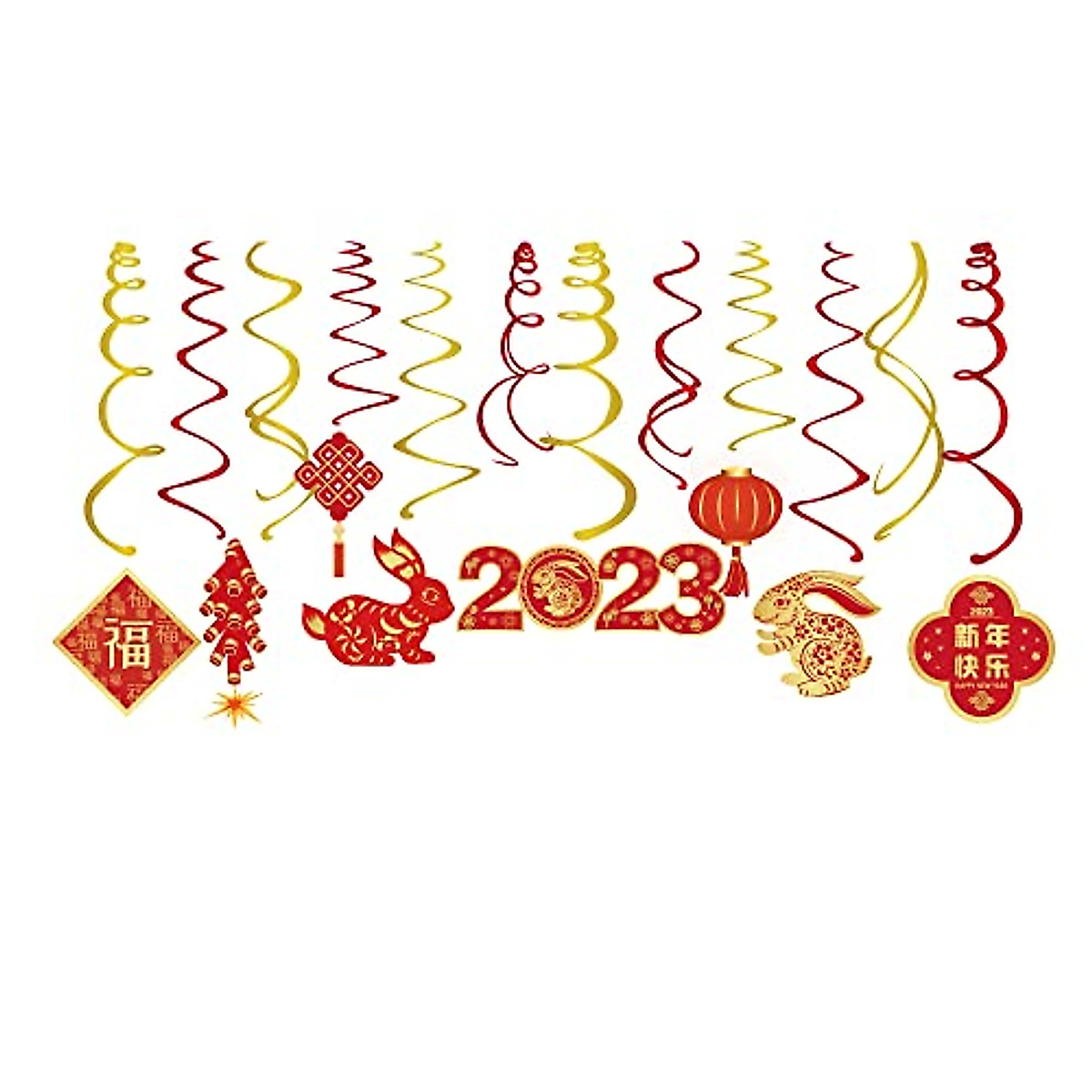 Chinese New Year 2023,Anor Wishlife Chinese Red Lanterns,Chinese Knot Hanging Swirl Decorations,Year of The Rabbit Festival Decorations for Party,Together,Celling,Home,Office,Bedroom(30Ct)