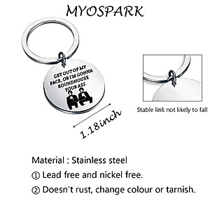 MYOSPARK Movie Inspired Gift Funny Step brother Keychain Movie Fans Gift Best Friend Gift (roundhouse KC)